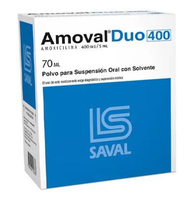 AMOVAL DUO 400 JARABE 400 MG/5 ML X 70 ML (AMOXICILINA) | Farmazon ...