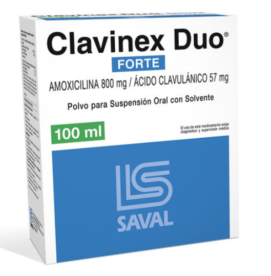 CLAVINEX DUO FORTE JARABE 800/57 X 100 ML (AMOXI/CLAVULANICO ...