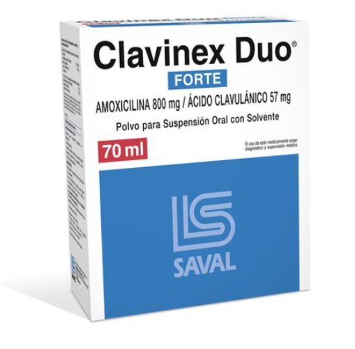 CLAVINEX DUO FORTE JARABE 800/57 X 70 ML (AMOXI/CLAVULANICO ...
